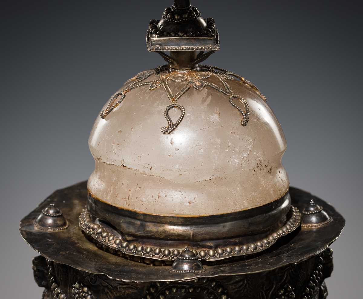 Lot 179 - A ROCK CRYSTAL AND SILVER REPOUSSÉ