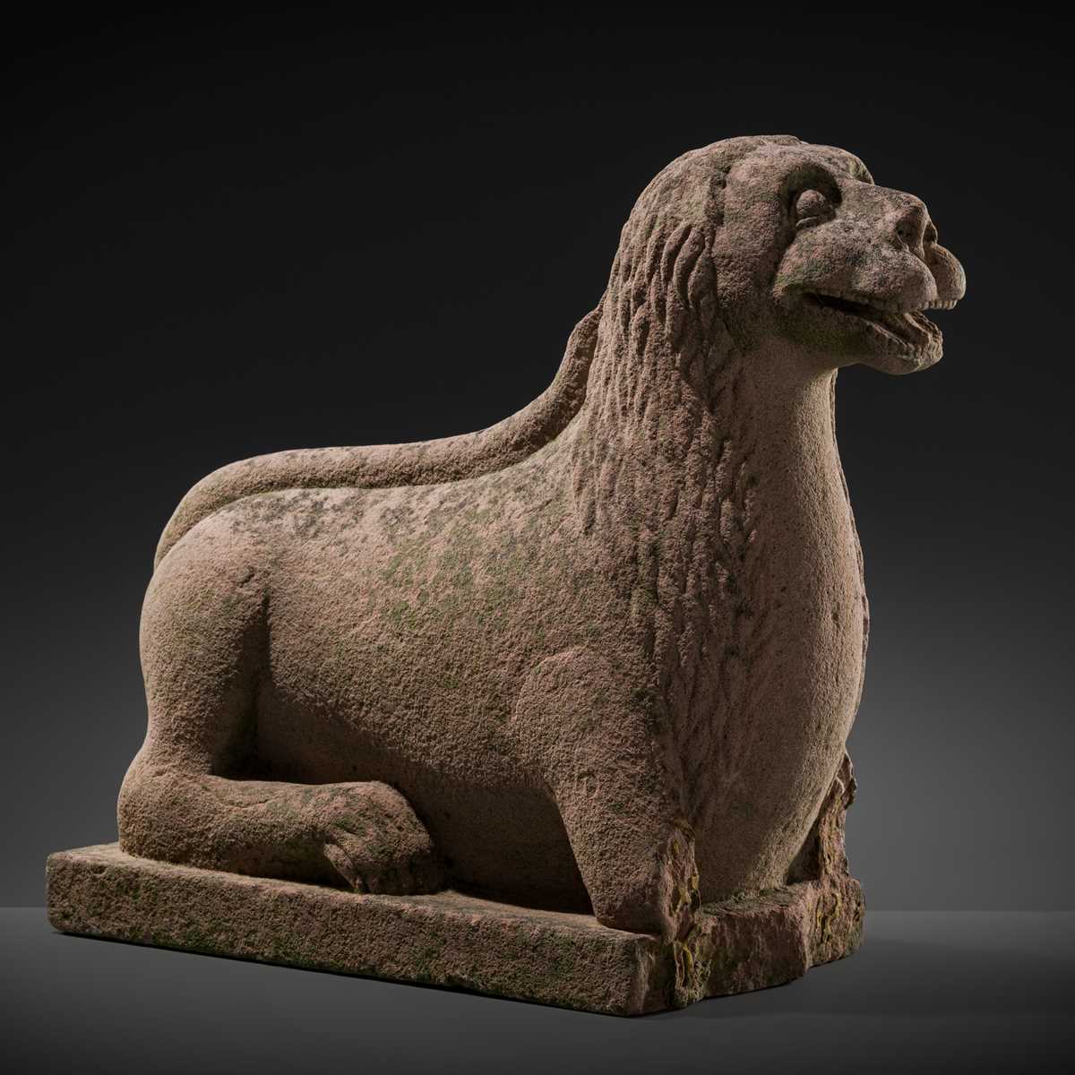 Lot 221 - A RARE SANDSTONE FIGURE OF A LION, MADHYA OR