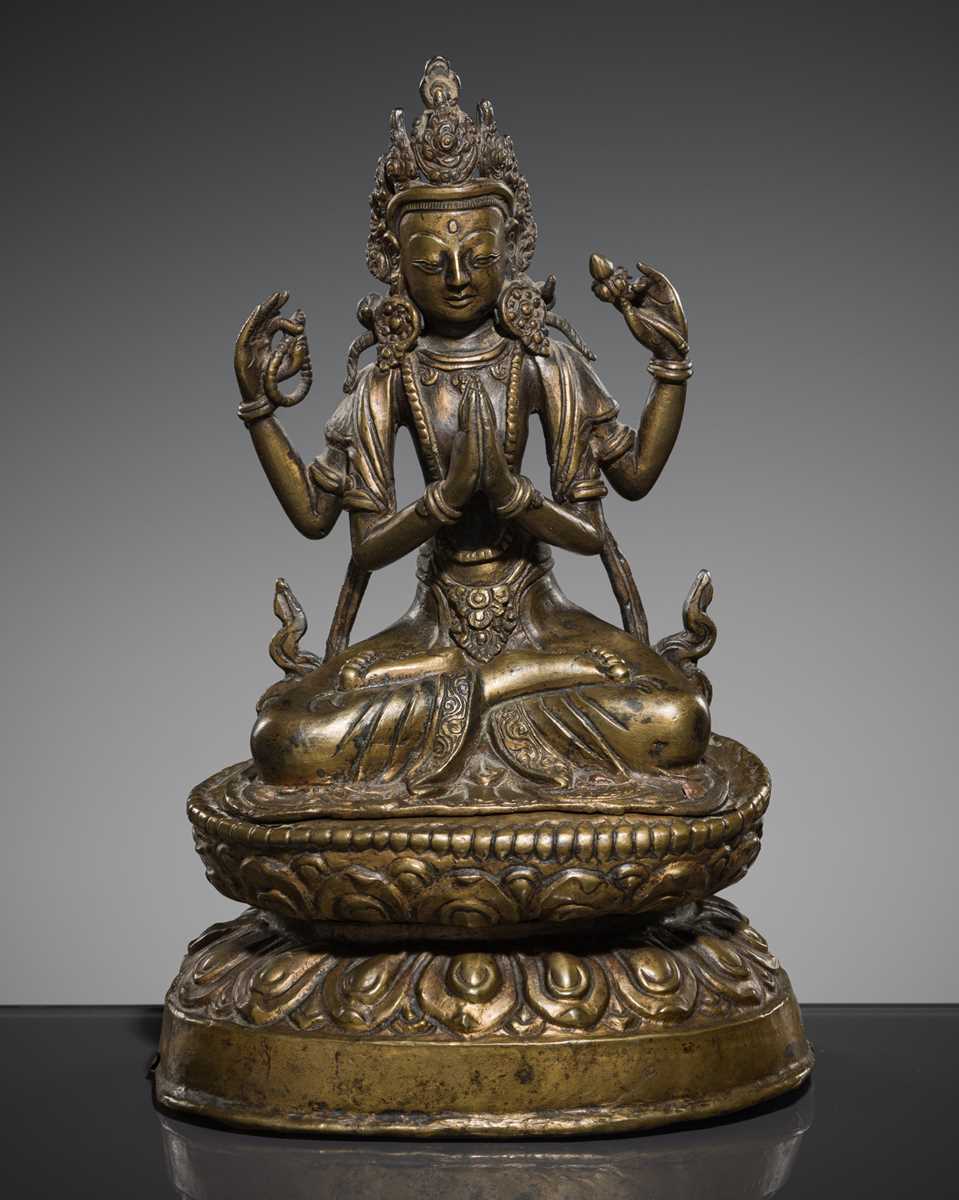 Lot 308 - A BRONZE FIGURE OF SHADAKSHARI LOKESHVARA,