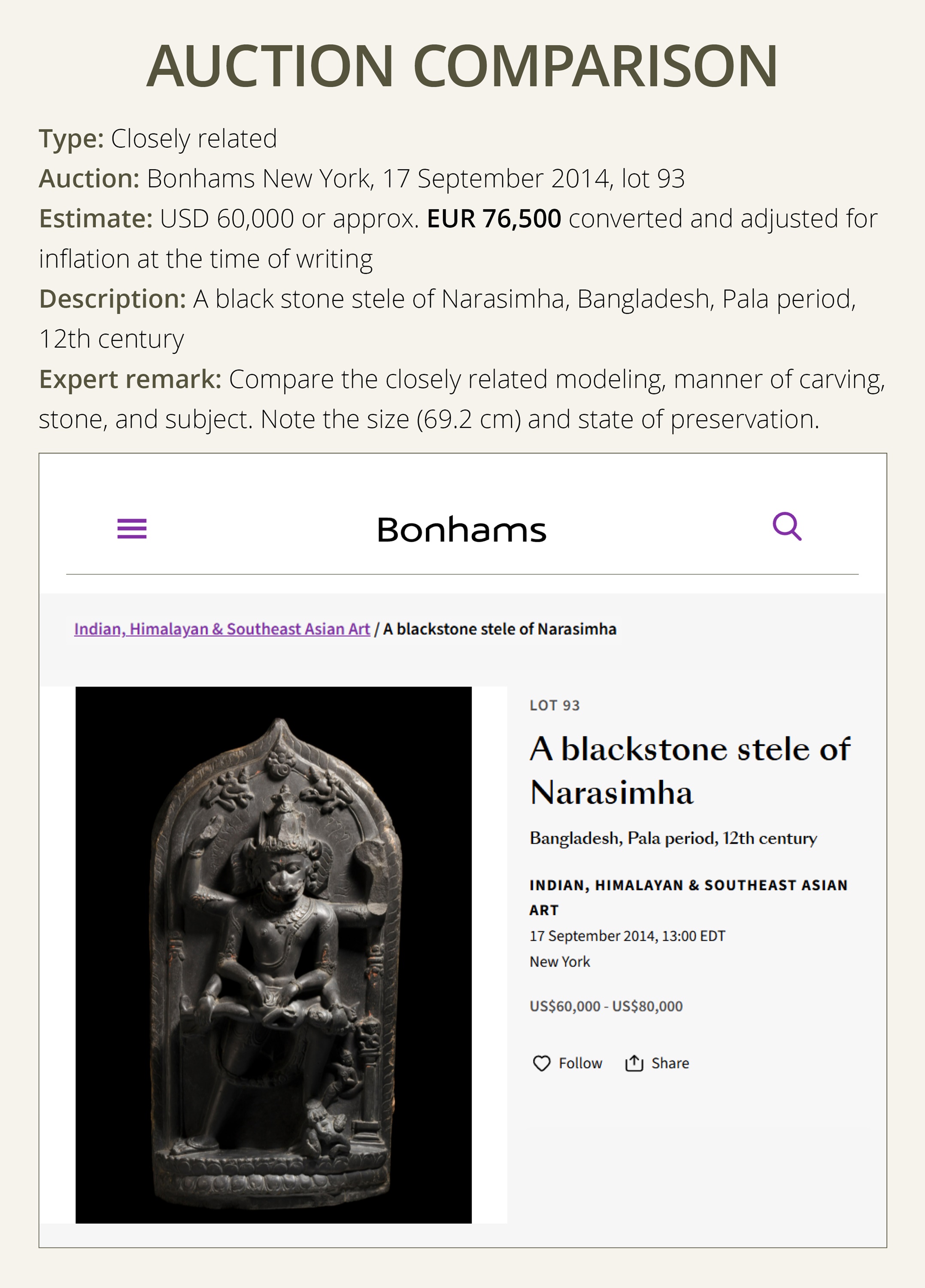 Lot 205 - A RARE BLACK STONE STELE OF NARASIMHA