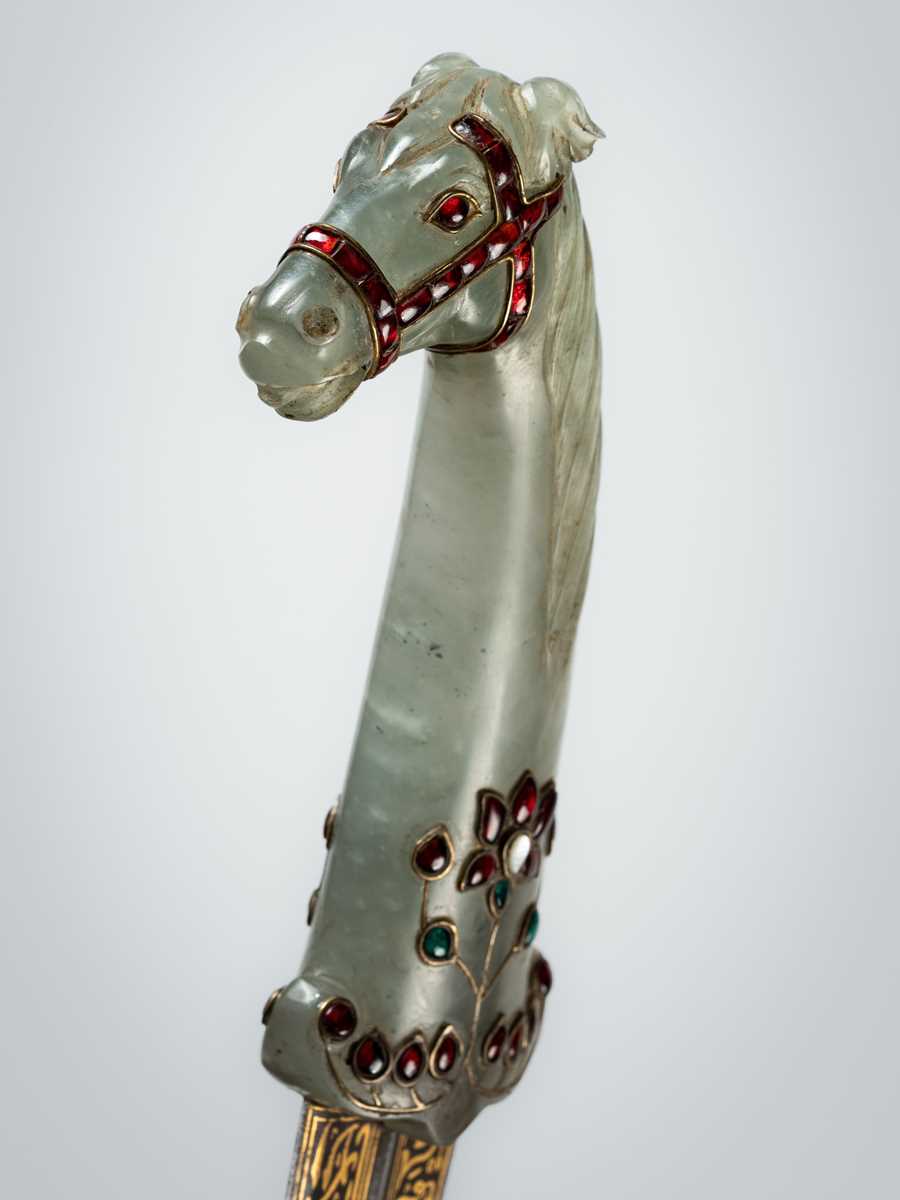 Lot 1275 - A MUGHAL-STYLE ‘HORSE’ DAGGER, KHAJAR, c.