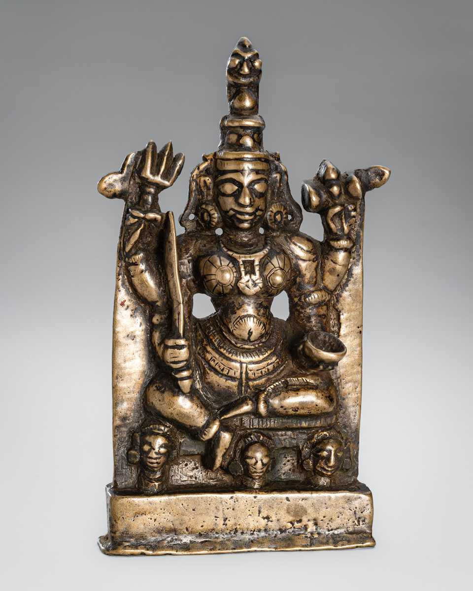 Lot 1253 - A BRONZE ALTAR OF KALI, INDIA, 18TH CENTURY