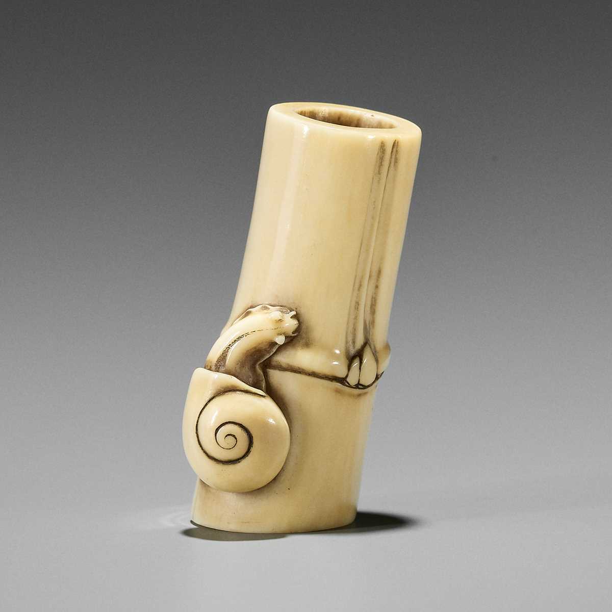 Lot 467 - OHARA MITSUSADA: A FINE IVORY NETSUKE OF A