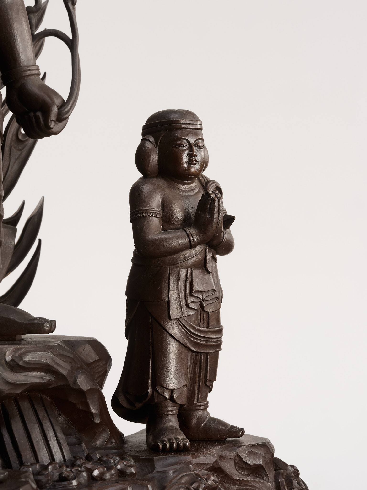 Lot 170 - NOBUHISA: A LARGE BRONZE TRIAD OF FUDO MYO-O