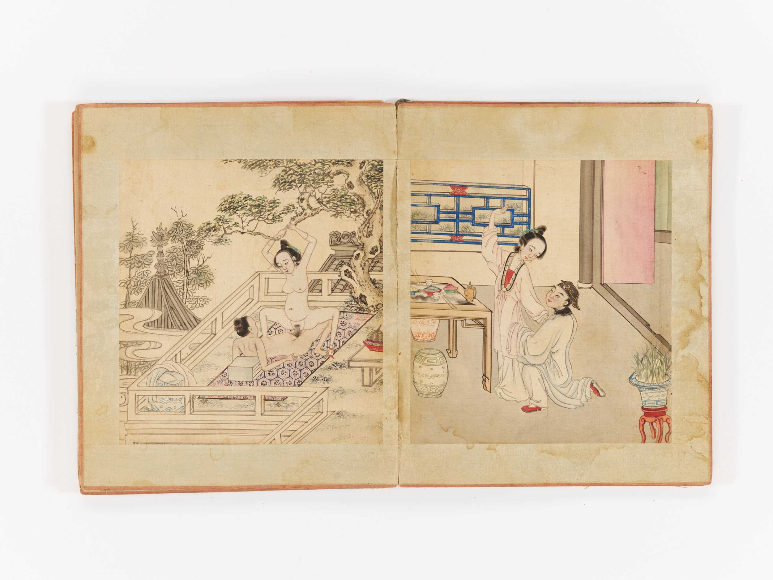 Lot 653 - AN ALBUM WITH TEN EXPLICIT EROTIC PAINTINGS,