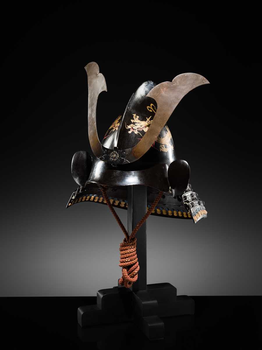 Lot 101 - A LACQUERED IRON EBOSHI NARI ‘DRAGONS’