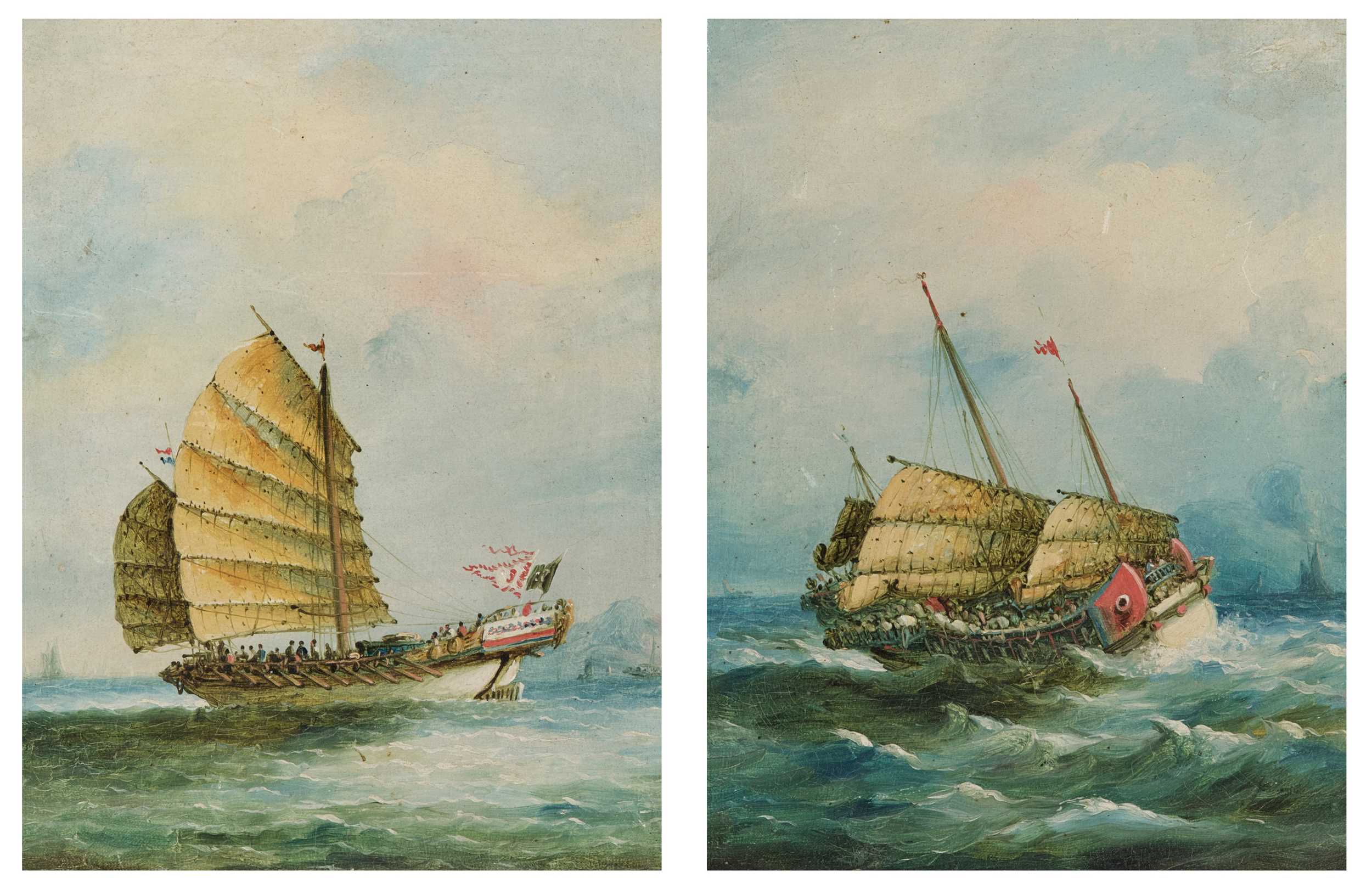 Lot 655 - ‘CHINESE JUNKS’, A PAIR, CHINESE SCHOOL,