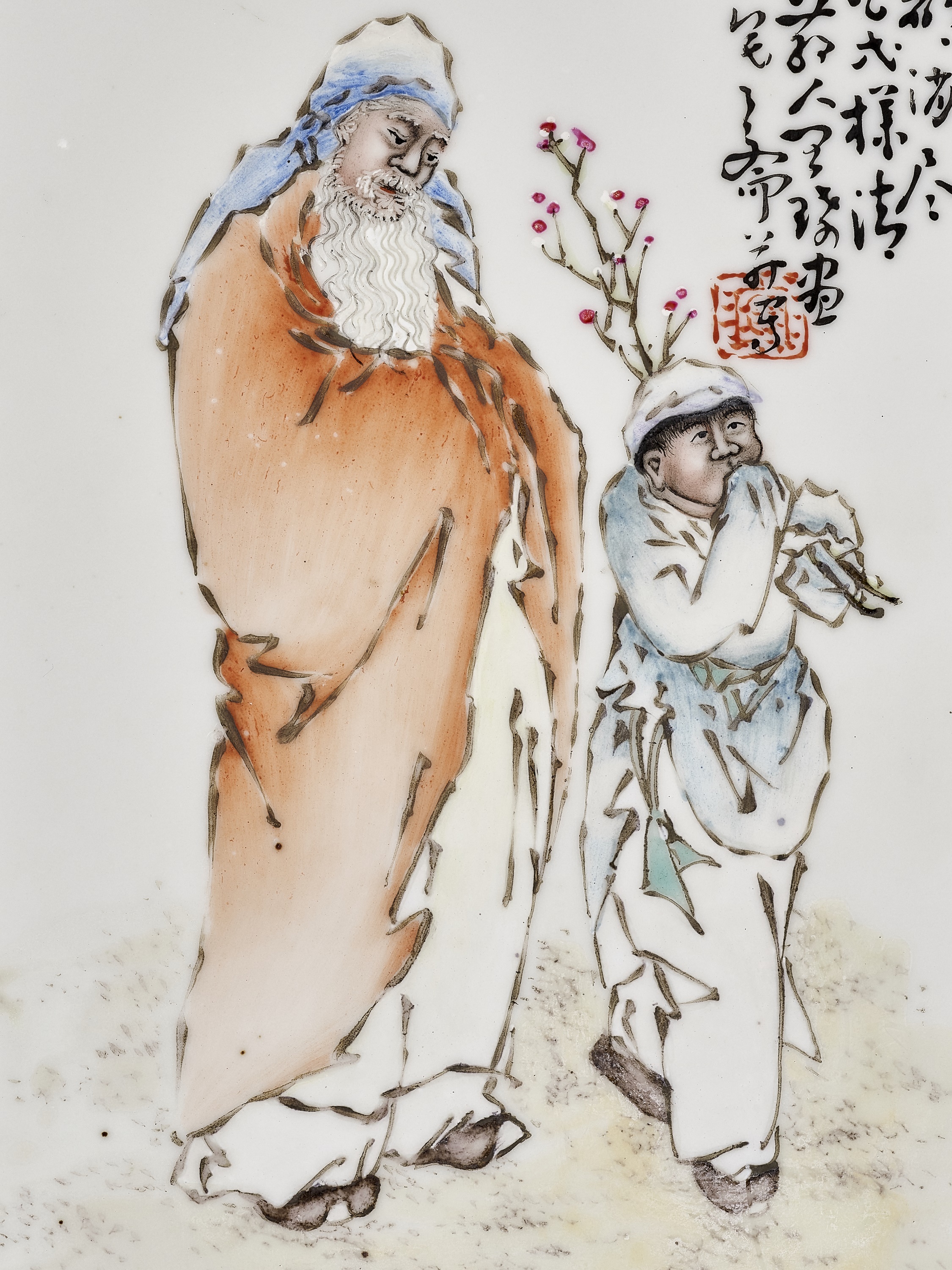 Lot 692 - A PORCELAIN PLAQUE BY WANG QI (1884-1937)