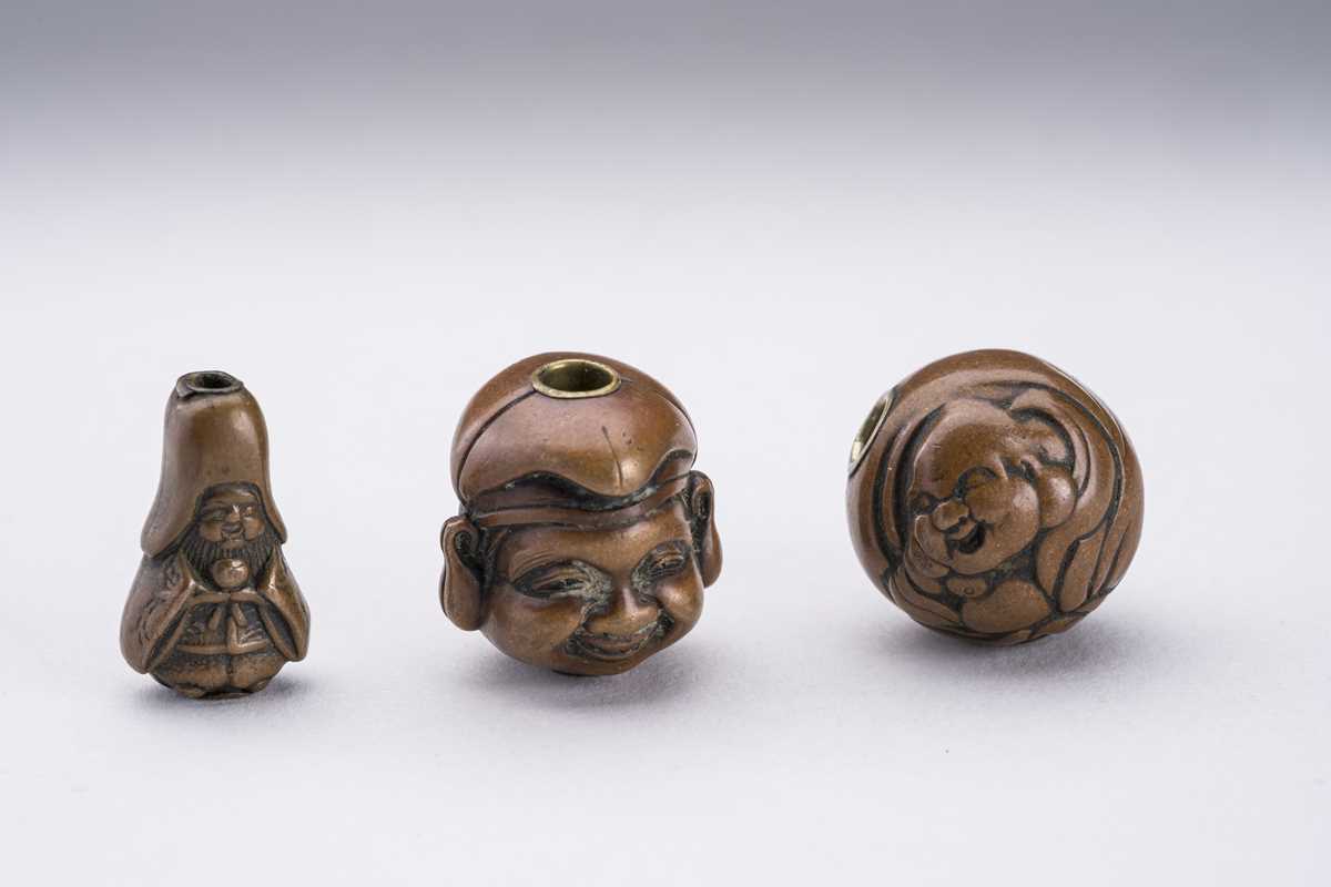 Lot 1581 - A GROUP OF THREE COPPER OJIME, 19th CENTURY