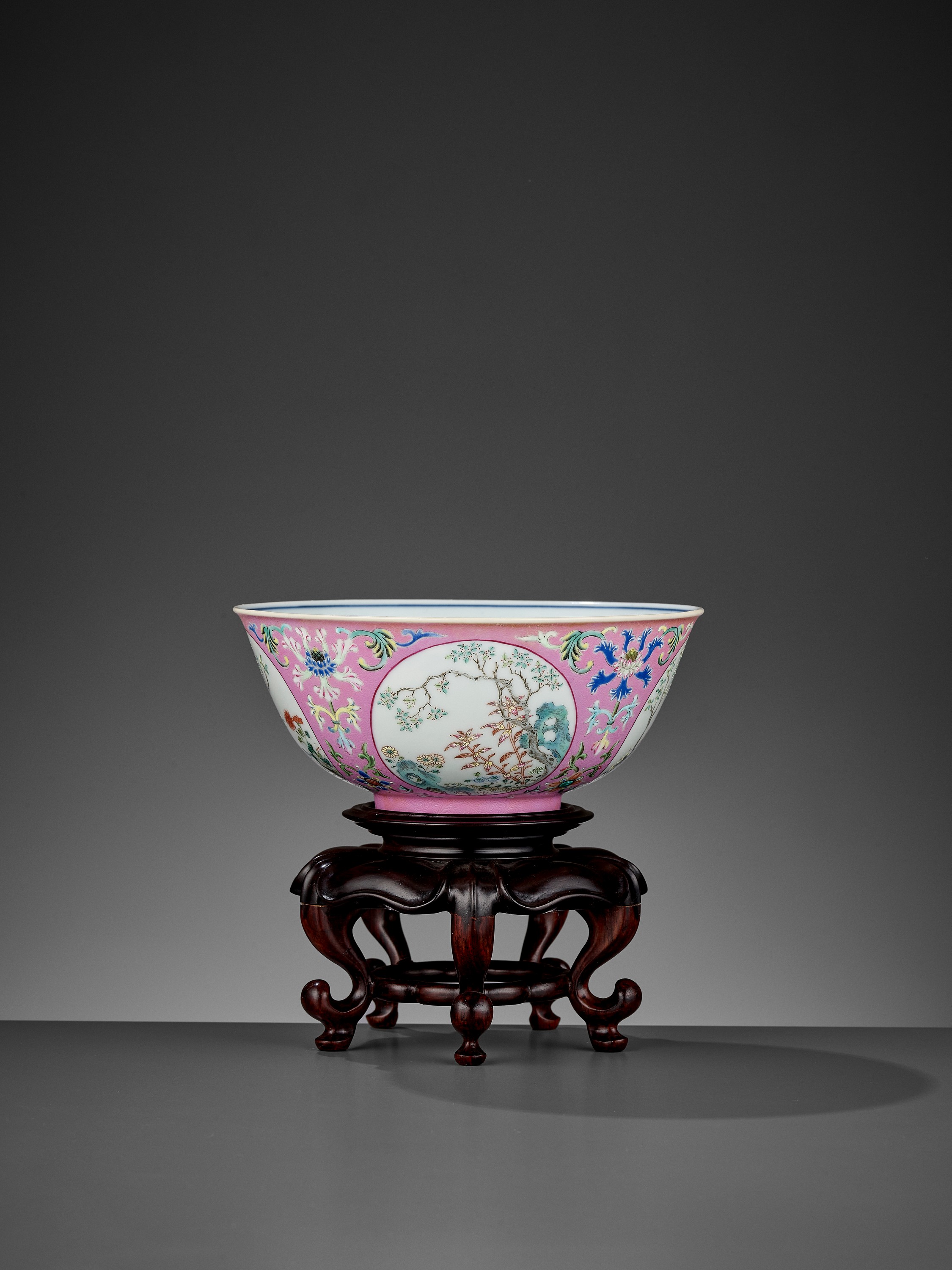 Lot 247 - A PINK GROUND FAMILLE ROSE ‘RABBIT’