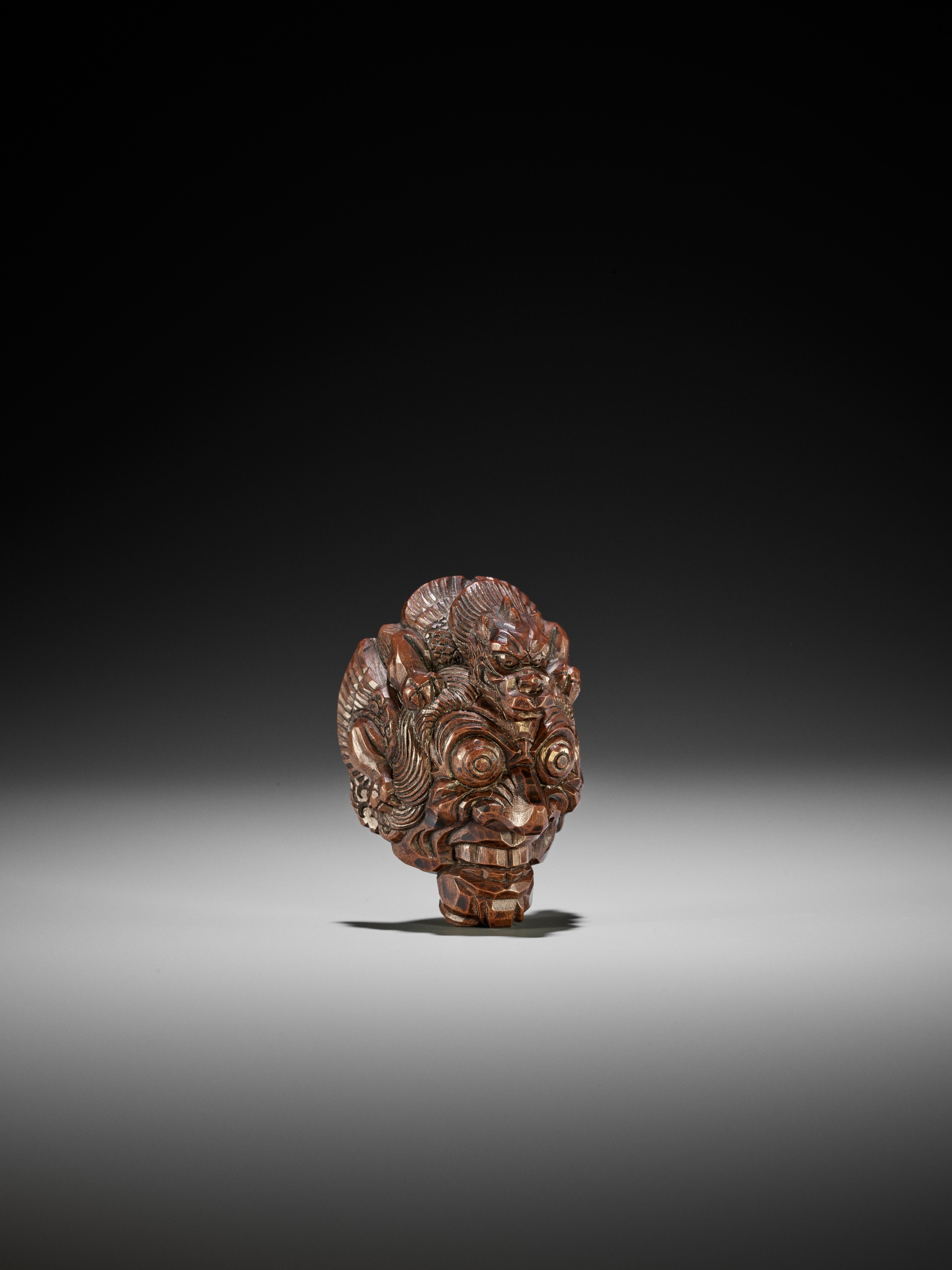 Lot 83 - MORIKAWA TOEN: A RARE WOOD NETSUKE OF
