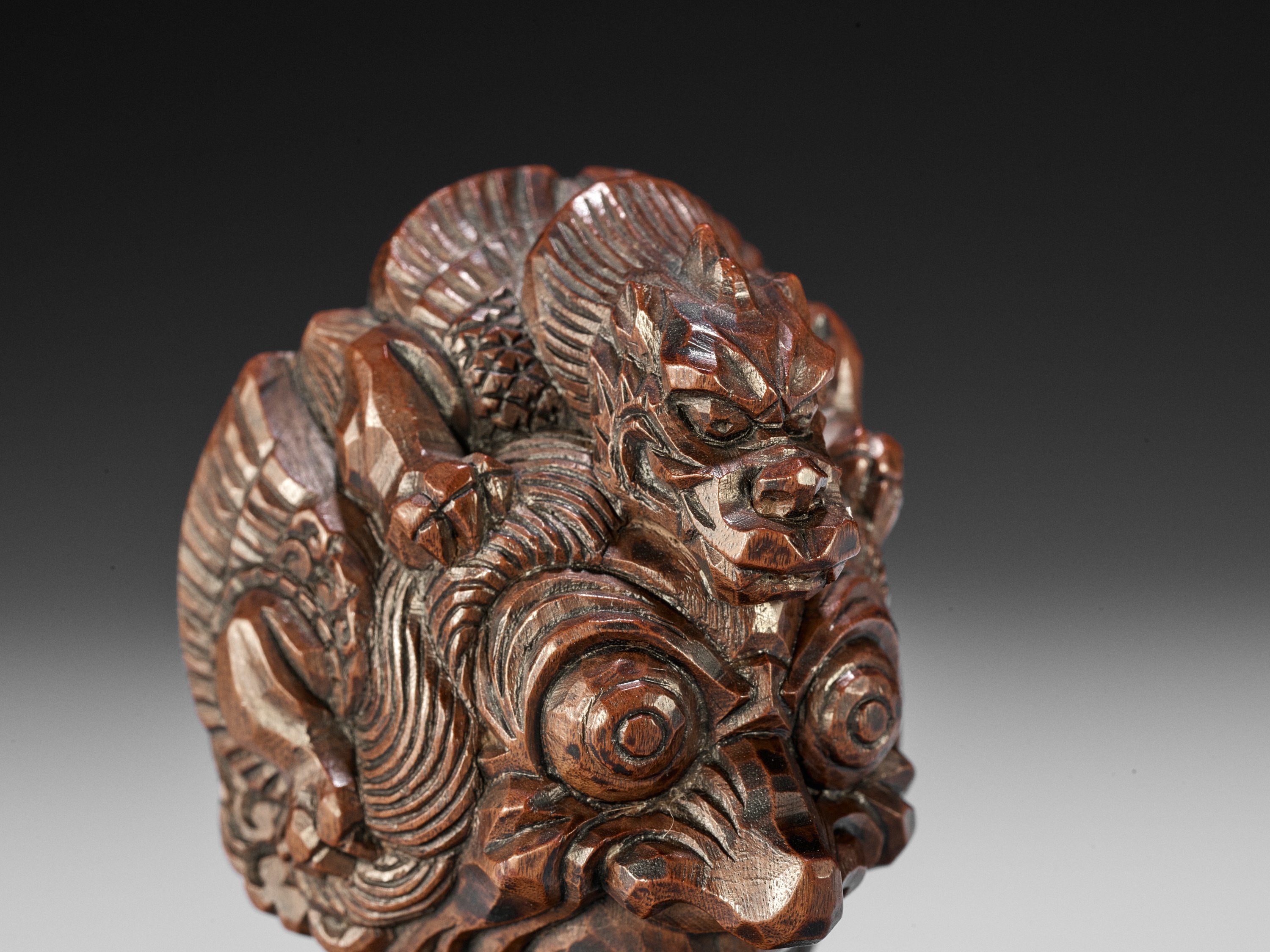 Lot 83 - MORIKAWA TOEN: A RARE WOOD NETSUKE OF