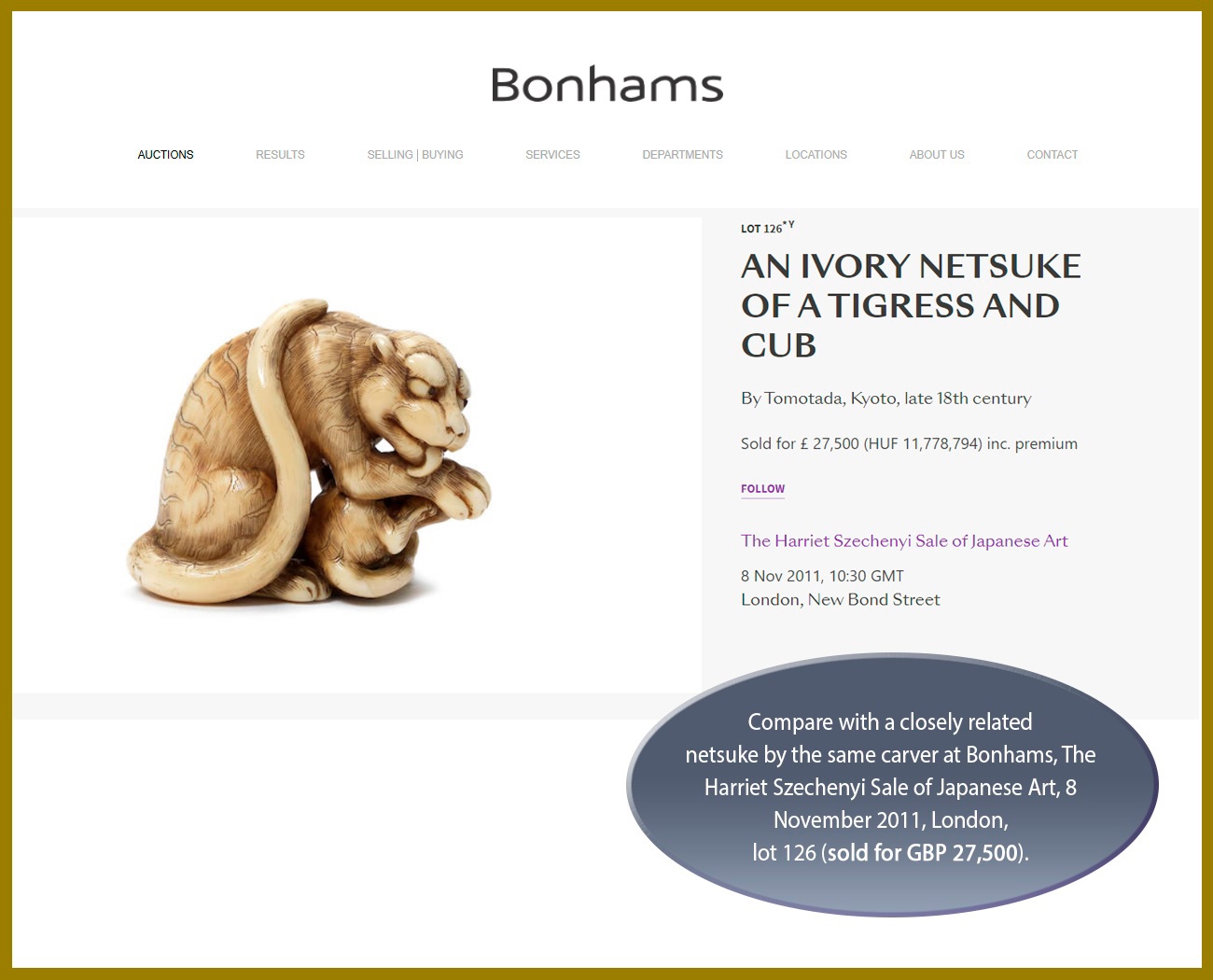 Lot 53 - TOMOTADA: AN EXCEPTIONAL IVORY NETSUKE OF A