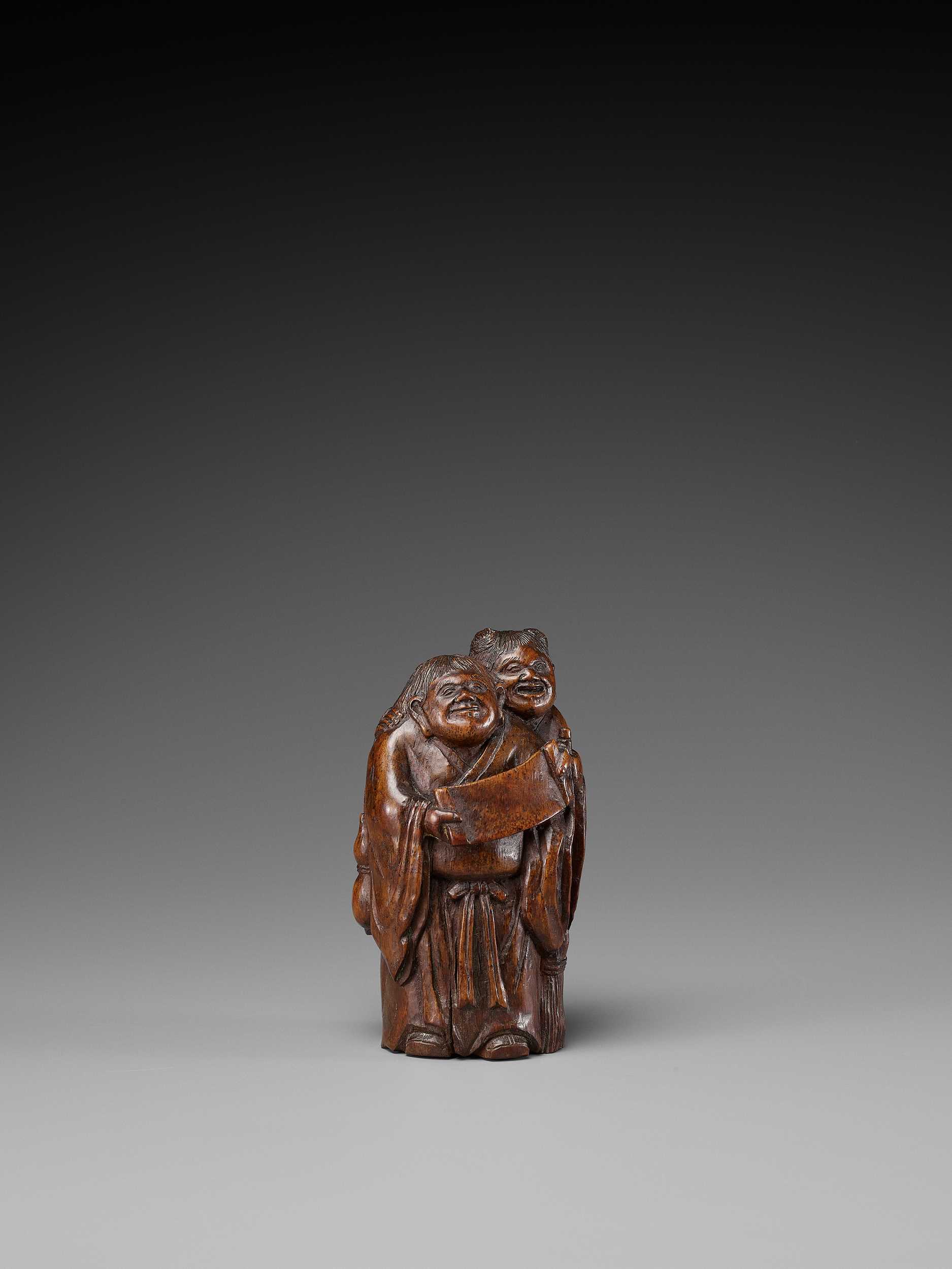 Lot 303 - A BAMBOO CARVING OF THE HEHE ERXIAN, 18TH